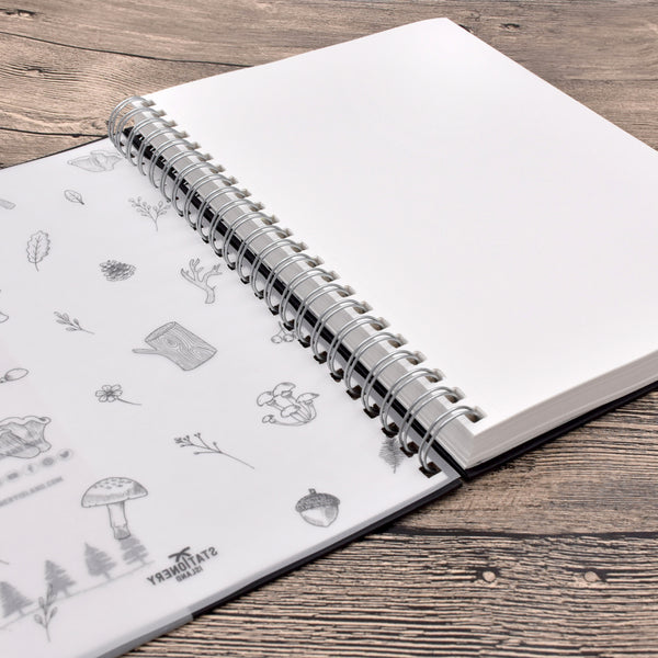 A4 Hardcover Spiral Bound Sketchbook - 120 Pages - Black – Stationery ...