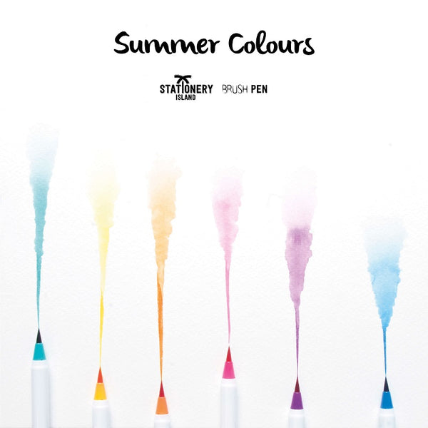Stationery Island Summer Colours Brush Pens - Pack of 6